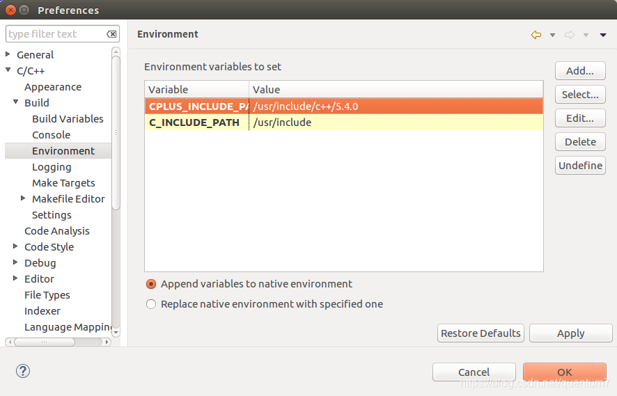 Eclipse/NSight解决办法：unsolved inclusion stdio.h/map/string/queue/list_unresolved inclusion: