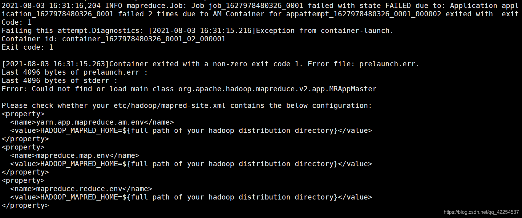hadoop jar share/hadoop/mapreduce/hadoop-mapreduce-examples-3.1.3.jar wordcount /wcinput ...