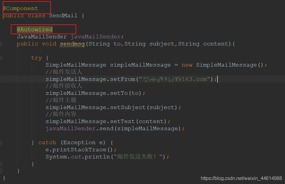 JavaMailSender注入失败，空指针异常的解决_javamailsender为空-CSDN博客