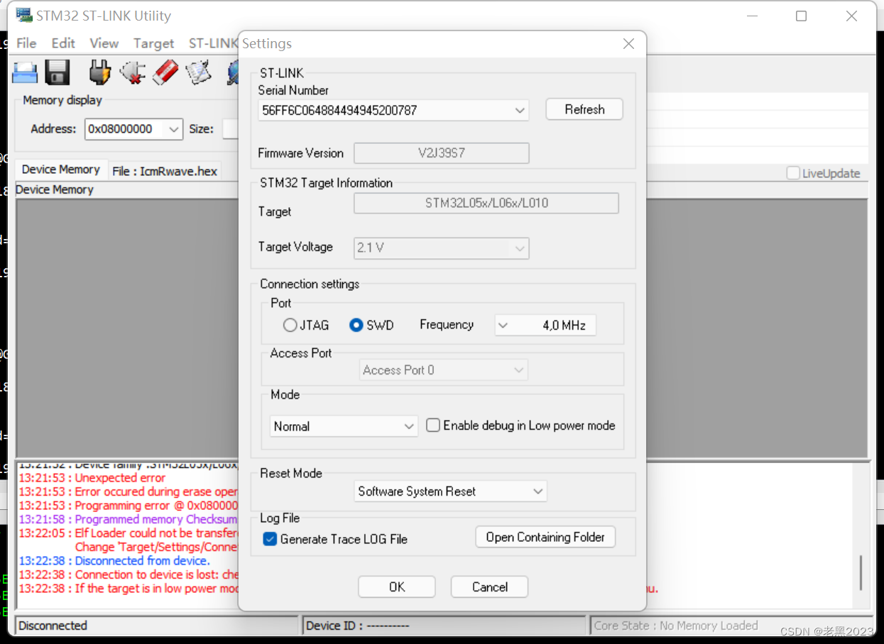关于用ST-Link烧录STM32L051程序碰到的问题和解决方法_stm32l051 stlink-CSDN博客