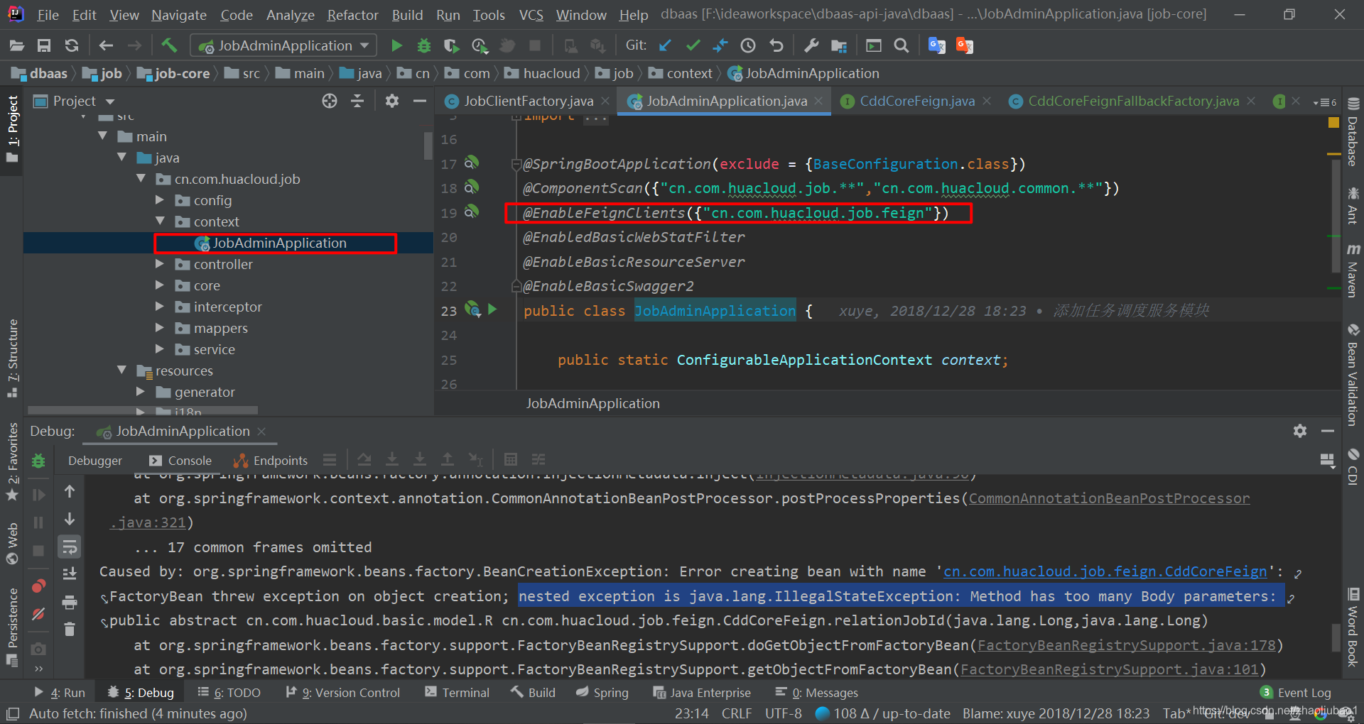 使用feigin时报nested exception is java.lang.IllegalStateException: Method has too many Body ...