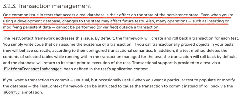 Springboot 不要在 Spring Boot 集成测试中使用 Transactionaltransactional生产和测试不一样 Csdn博客