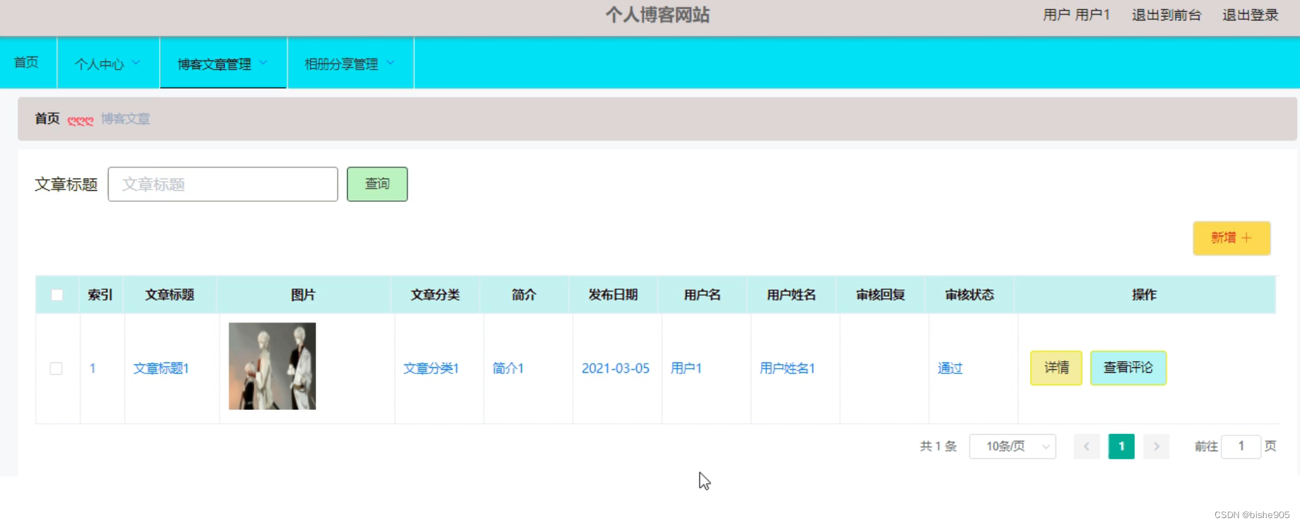 Java计算机毕业设计个人博客网站(附源码、数据库)java博客系统 毕业设计源码 Csdn博客