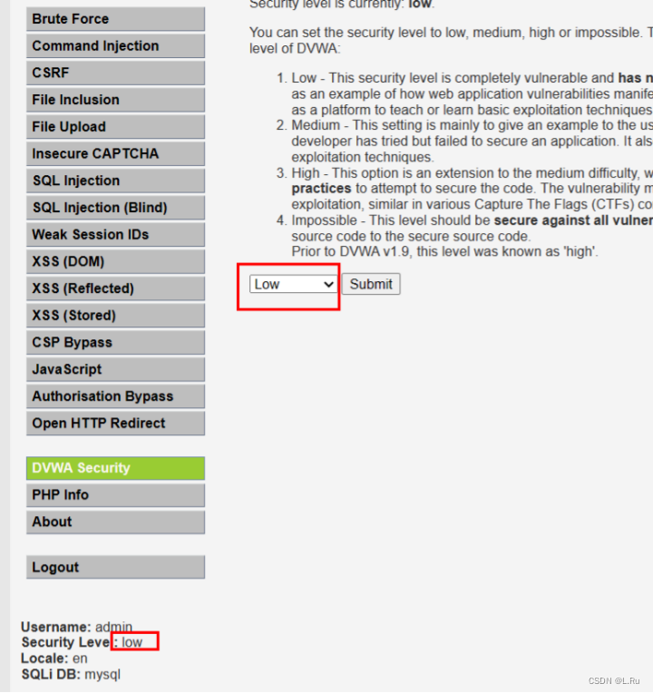 DVWA-SQL Injection模块展开实验_利用kali linux对dvwa的sql injection模块展开实验,包括: 6.low等级;-CSDN博客