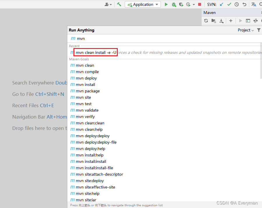 IDEA Spring 项目 “Try run Maven import with -U flag (force update snapshots)“ 的解决方法_try to run ...