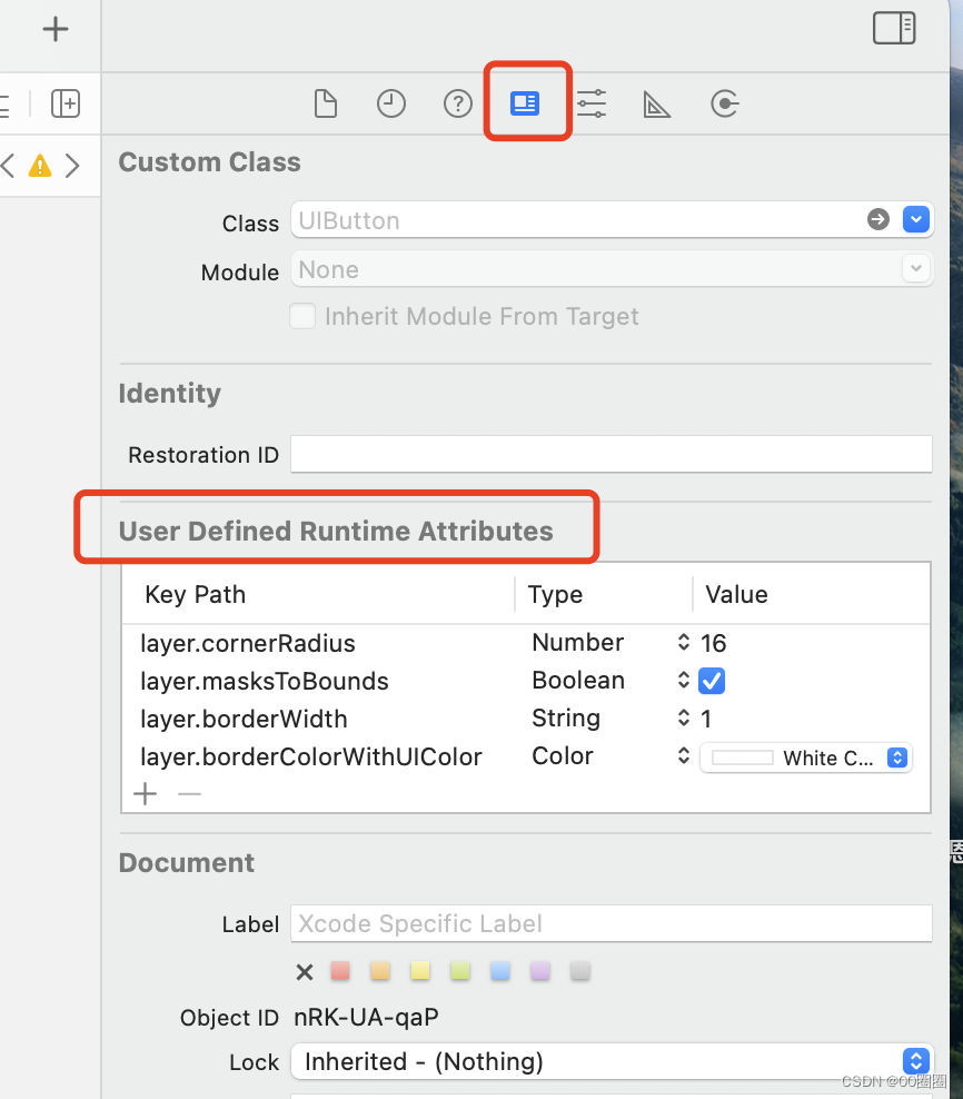 iOS Xib 设置控件的圆角和边框_xib文件修改上圆角矩形-CSDN博客