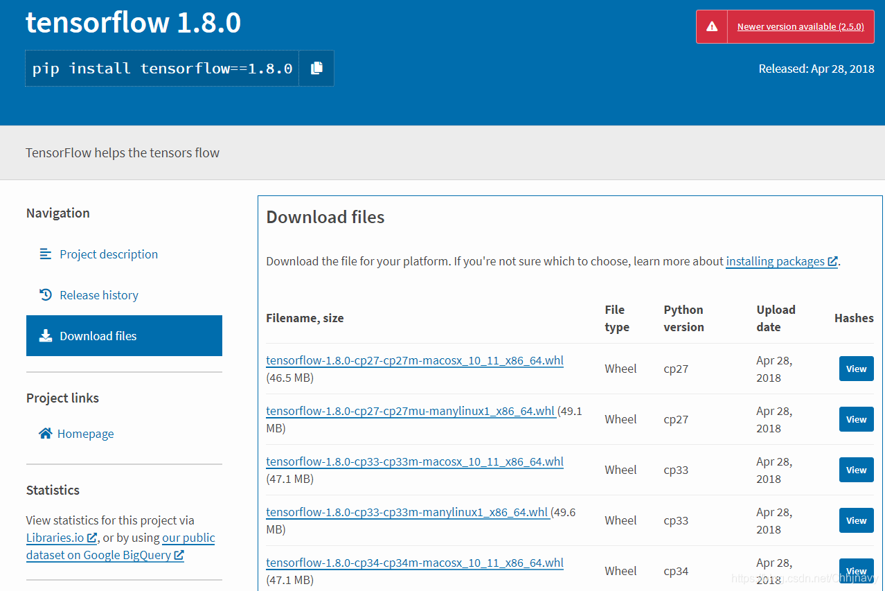 ubuntu20.10 安装低版本tensorflow1.8 或者 tensorflow2.5 步骤_快速tensorflow2.5.0的下载-CSDN博客