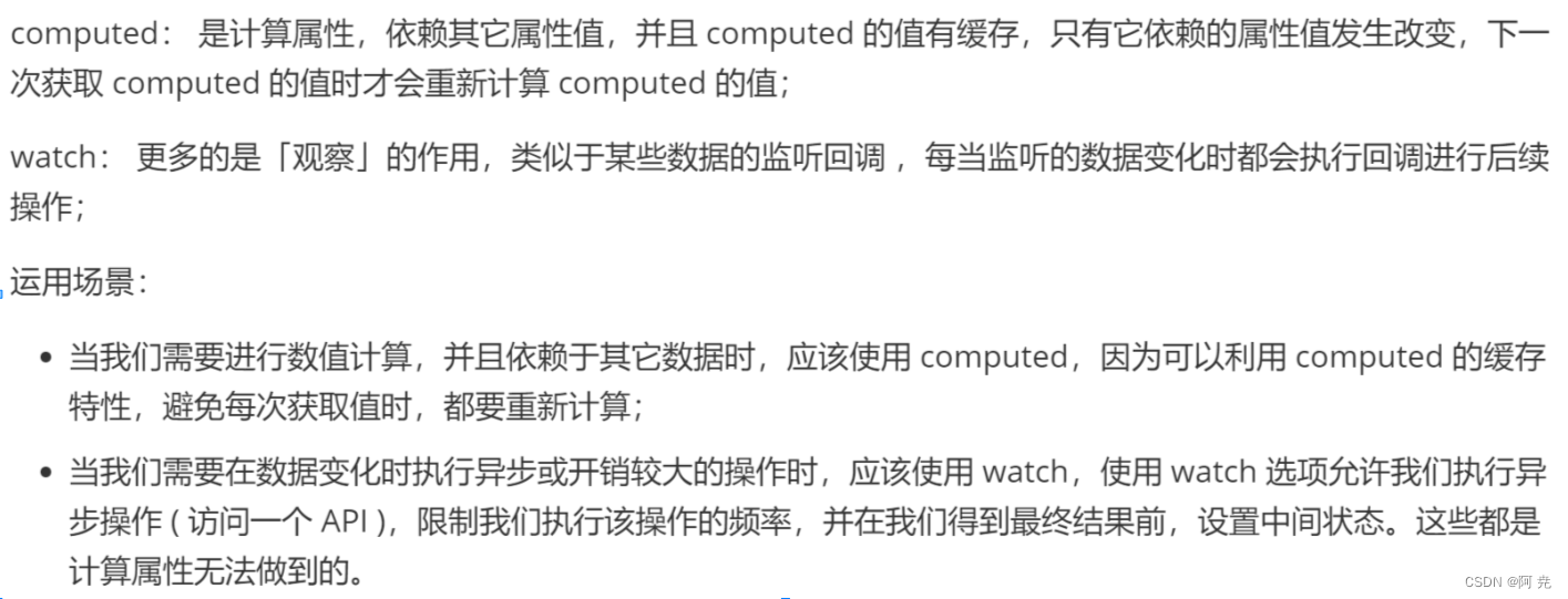 vue核心基础指令总结，Vue 侦听器，vue选项computed&watch的应用场景及区别，Vue的生命周期钩子函数 / 生命周期函数_生命周期钩子在哪打印computed的值-CSDN博客