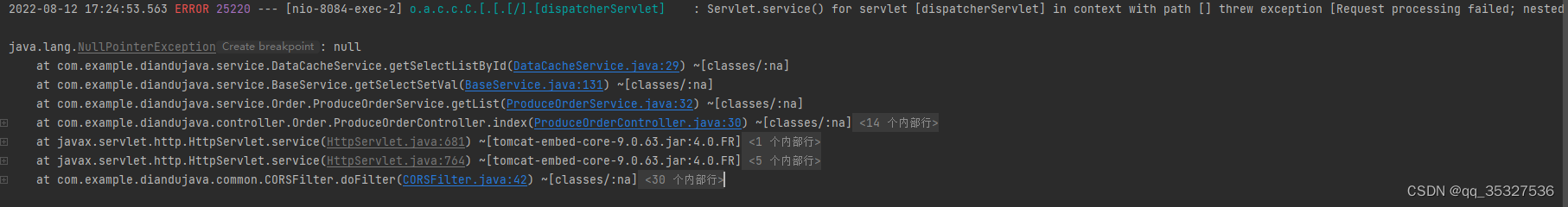 Servlet.service() for servlet [dispatcherServlet] in context with path [] threw exception ...