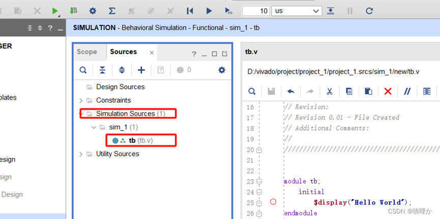 verilog学习——代码实例一：vivado编写hello world_verilog输出hello world-CSDN博客