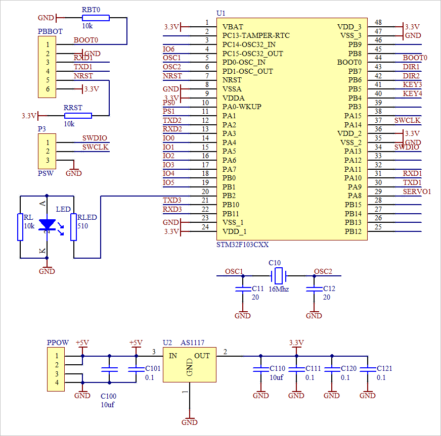 基于STM32F103双轴机械臂完整电路板设计_stm32控制机械臂原理图-CSDN博客