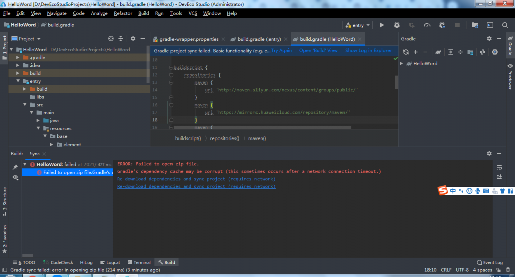ERROR: Failed to open zip file. Gradle‘s dependency cache may be corrupt (this sometimes occurs ...