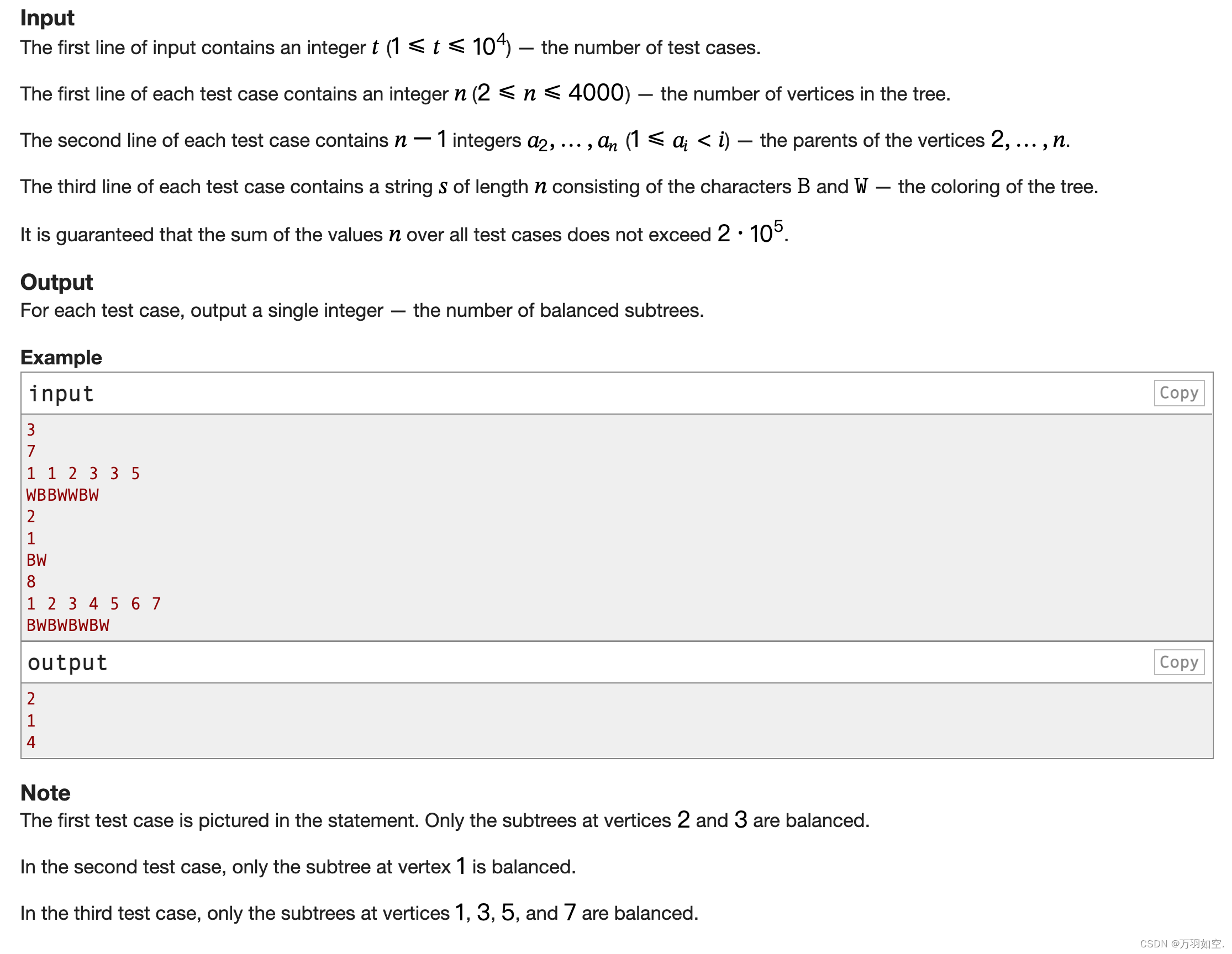 Codeforces Round #790 (Div. 4) G. White-Black Balanced Subtrees 感觉很好的树形dp的板子题_你会得到一棵树 顶点编号为1自 ,边 ...