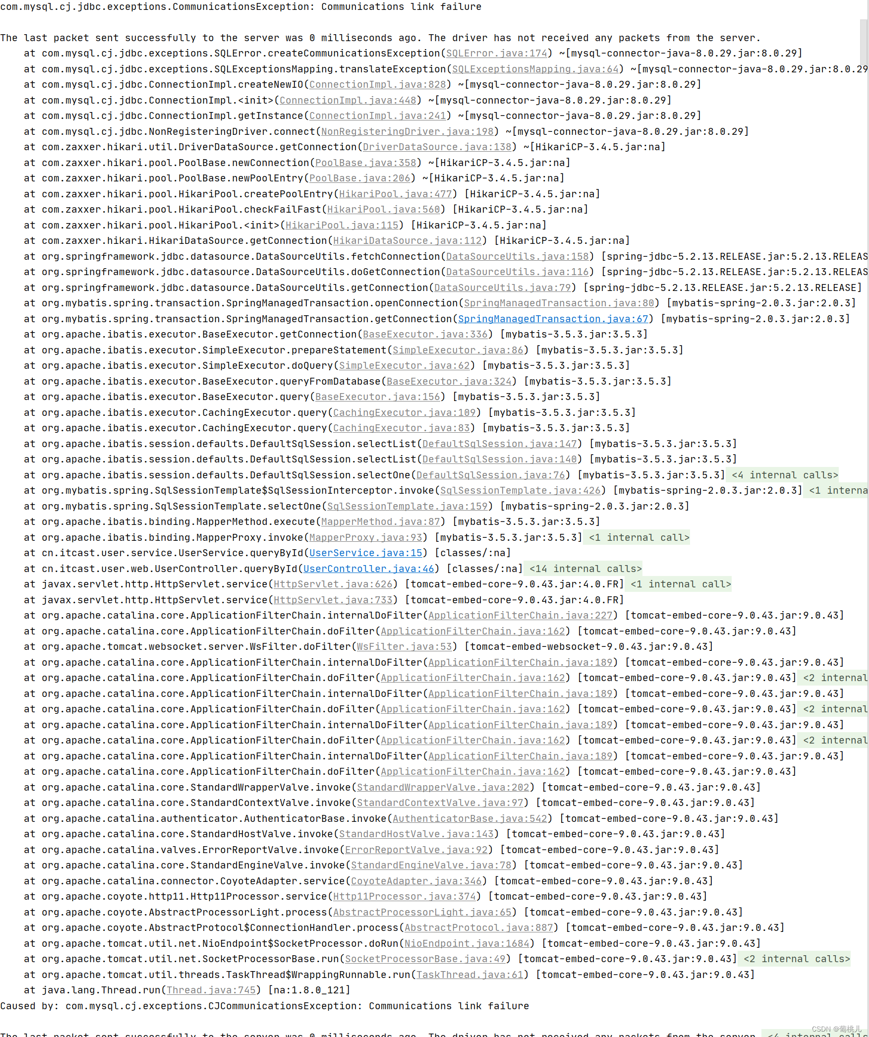 com.mysql.cj.jdbc.exceptions.CommunicationsException: Communications link failure-CSDN博客