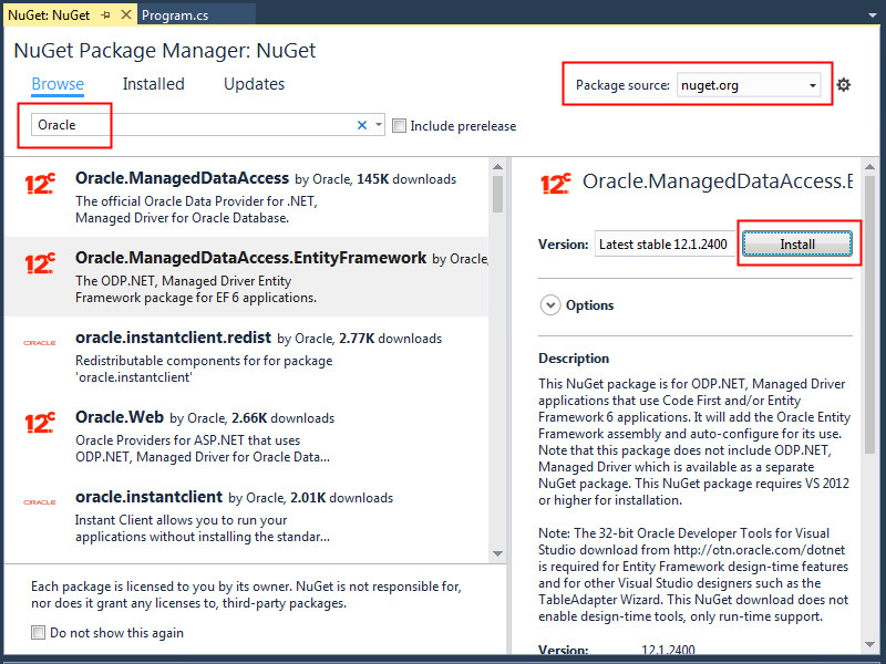 用NuGet安装 Oracle ODP.NET_从源“nuget.org”检索“orac-CSDN博客