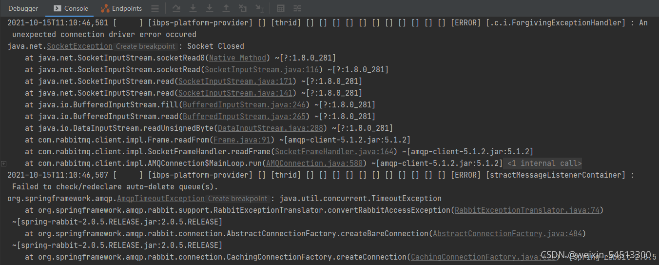 Springboot整合RabbitMQ时报错：Failed to check/redeclare auto-delete queue(s ...