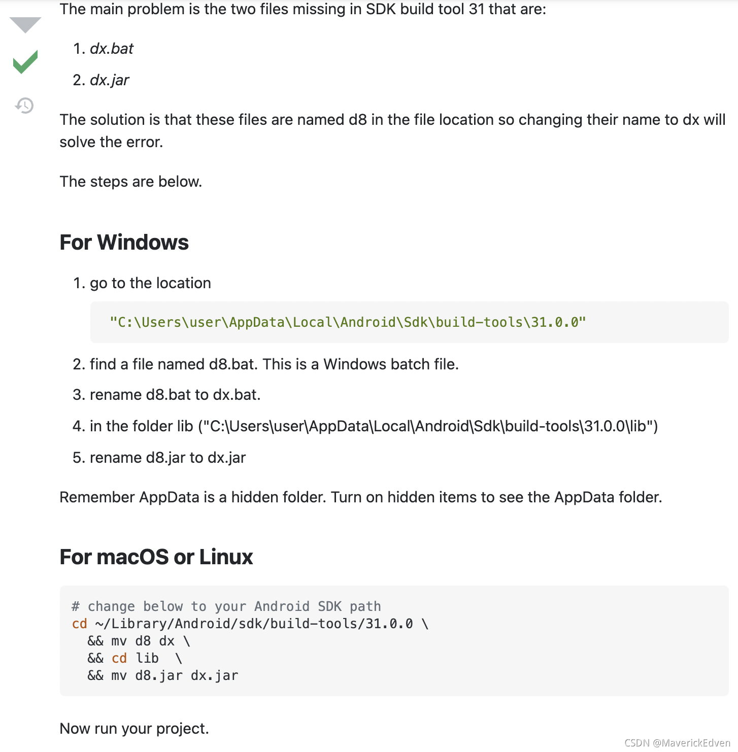 Installed Build Tools revision 31.0.0 is corrupted. Remove and install again using the SDK ...