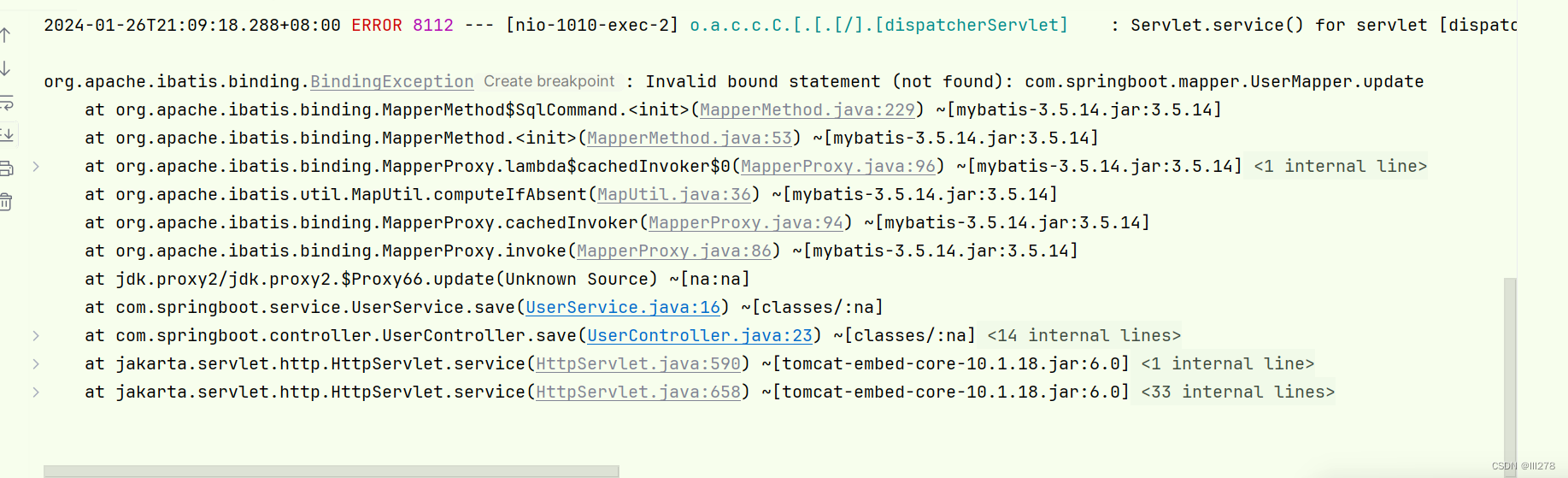 Mybatis动态查询时报错_columns: id, username, password, name, phone, emai-CSDN博客