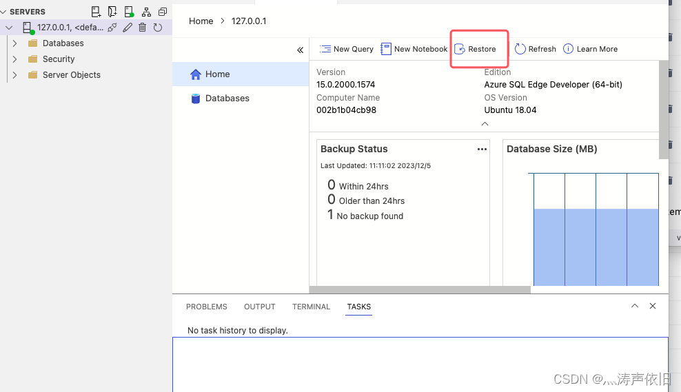 在Mac上安装SQLsever并还原.bak备份文件_mac上安装sql server-CSDN博客