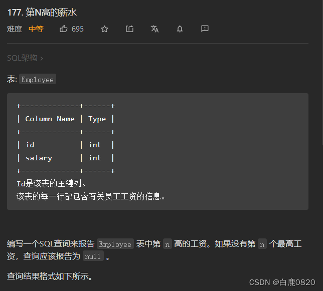 获取第N高薪水的MySQL函数实现-CSDN博客