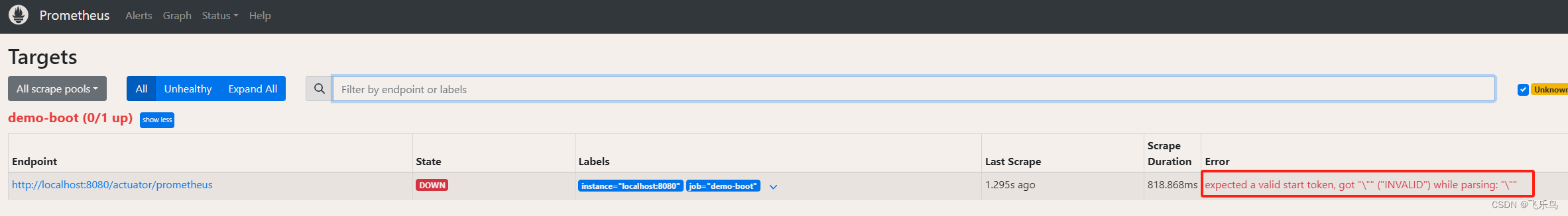 prometheus expected a valid start token, got “\““ (“INVALID“) while parsing:_expected a valid ...