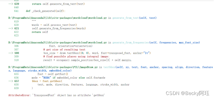 TransposedFont‘ object has no attribute ‘getbbox‘_transposedfont' object has no attribute ...