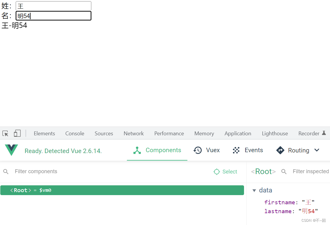 Vue_姓名案例多种方式实现（插值语法、methods、computed、watch）_vue{name: {desc: '姓名',ipttype: 'text'},gender: {de ...