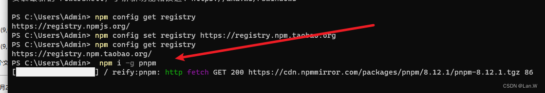 npm install pnpm -g ：request to https://registry.npmjs.org/pnpm failed, reason: connect ...