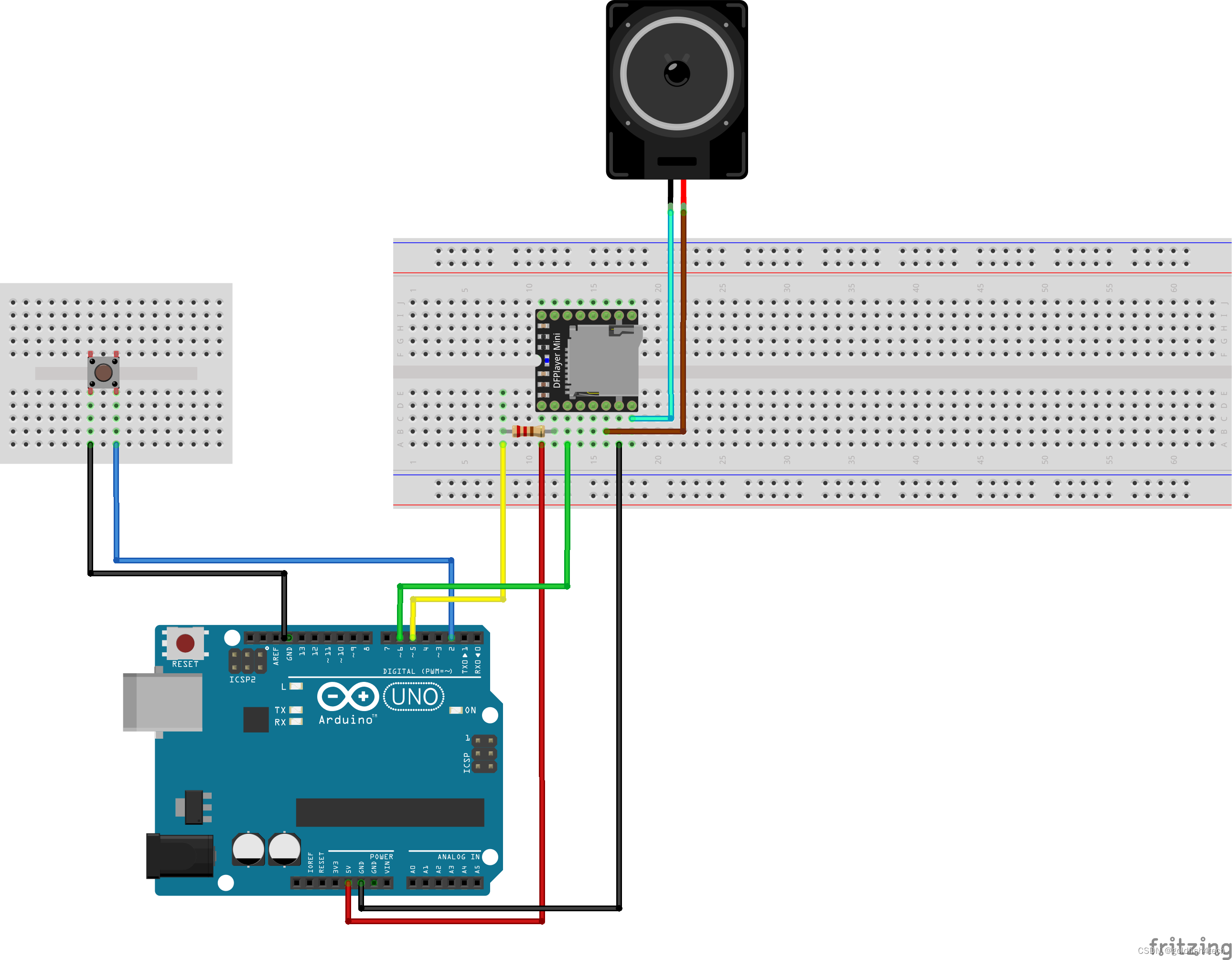 Fritzing软件绘制Arduino面包板接线图传感器模块库文件272_fritzing中有mp3模块吗-CSDN博客