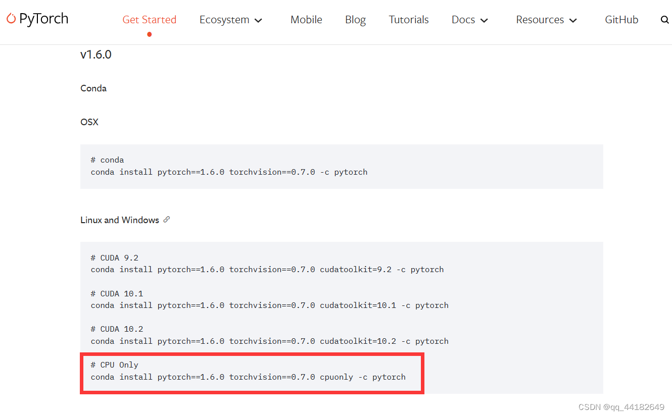 Win10使用Anaconda搭建Pytorch1.6.0（CPU指定版本）虚拟环境_pytorch 1.6和conda-CSDN博客