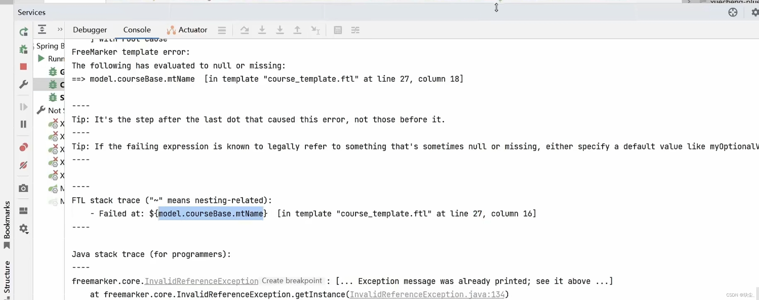 freemarker.core.InvalidReferenceException: [... Exception message was ...