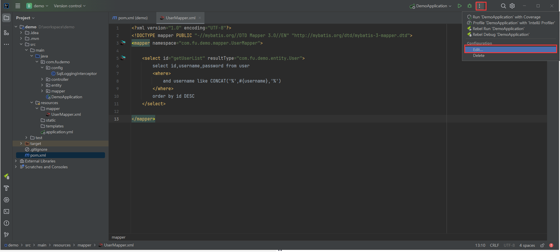 JRebel热部署SpringBoot+MyBatis+MyBatis-Plus实现不重启更新修改后MyBatis的XML文件_jrebel mybatisplus extension-CSDN博客