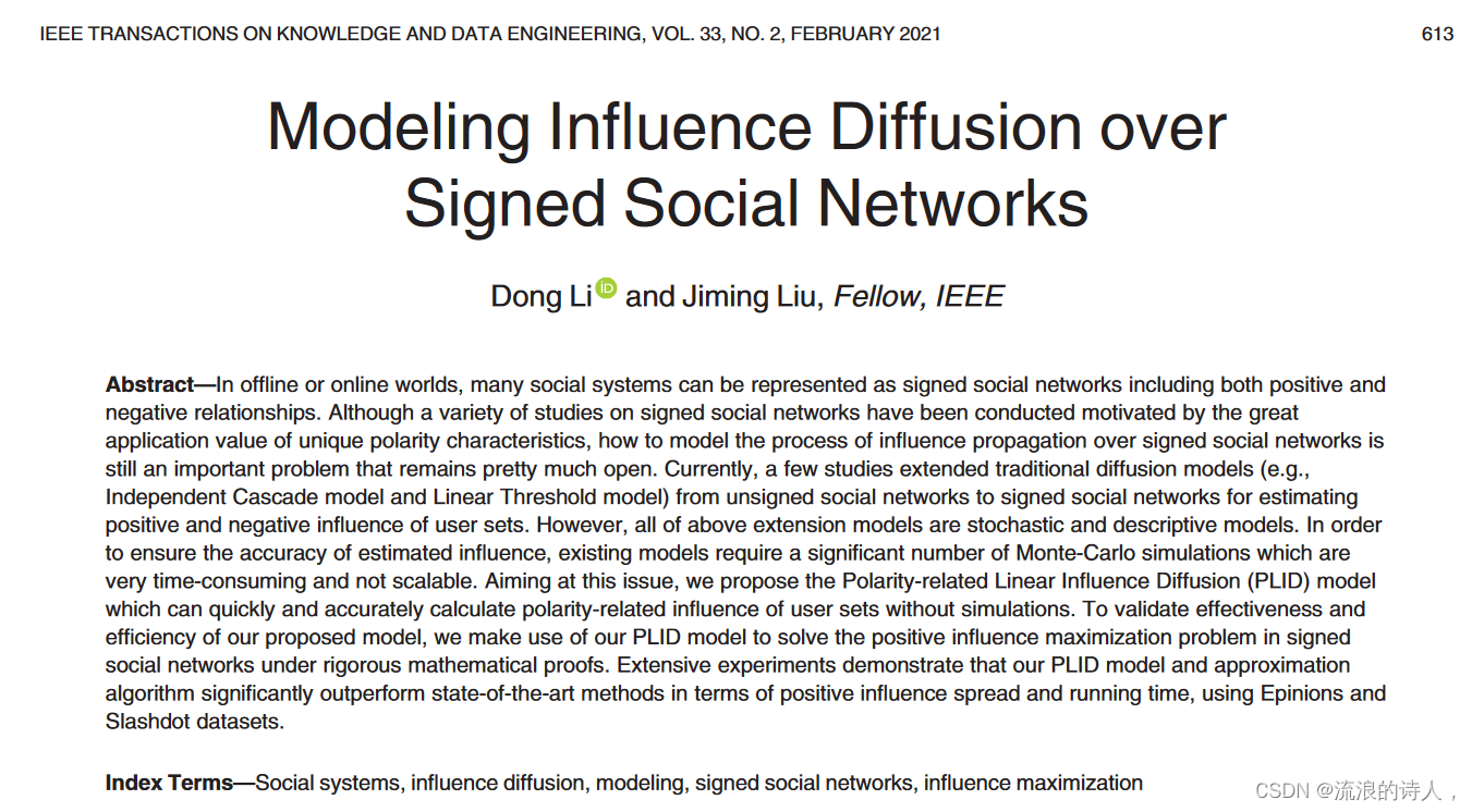 Modeling Influence Diffusion over Signed Social Networks_plid数据库-CSDN博客