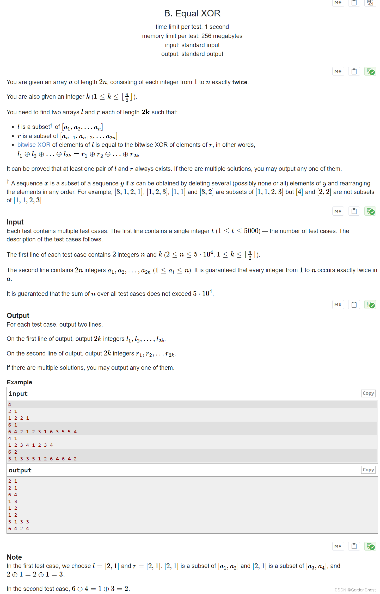 Equal XOR（Round 934）-CSDN博客