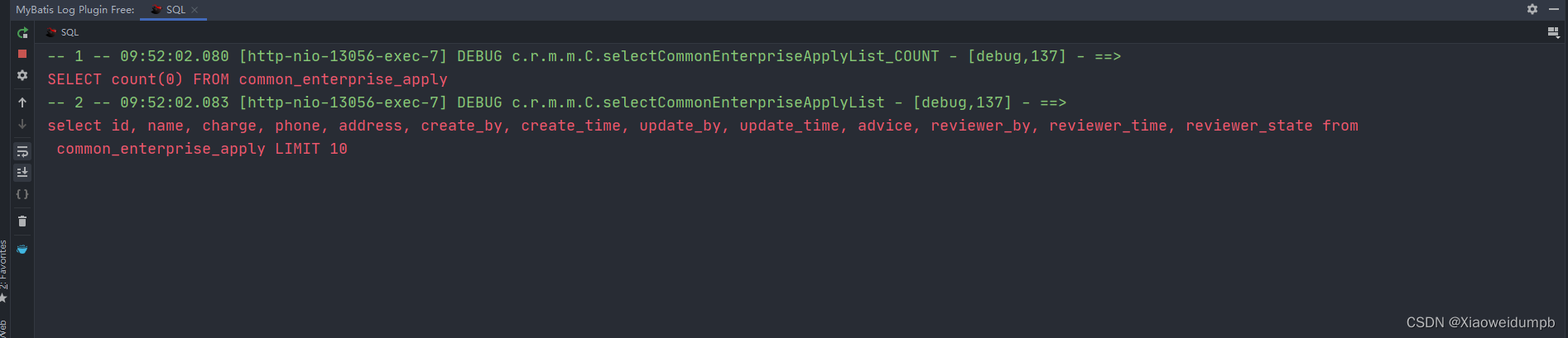 若依微服务打印执行SQL语句_sql_Xiaoweidumpb-RuoYi 若依