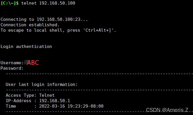 Telnet登录、ssh登录_telnet登录用户名和密码-CSDN博客