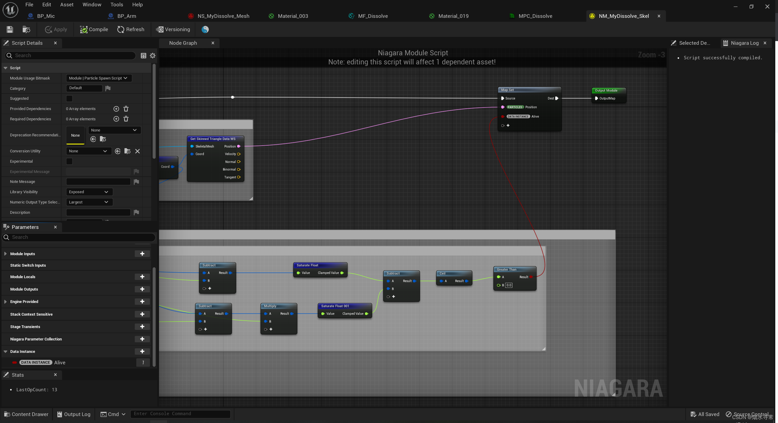 UE5 Niagara粒子随骨骼或者网格体位置消散_ue5 niagara material parameters-CSDN博客