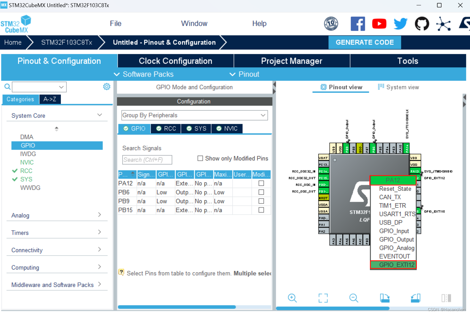 STM32F103C8T6实操学习3（Cube+HAL库）-外部中断按键控制LED灯_stm32f103 hal库 按键外部中断-CSDN博客