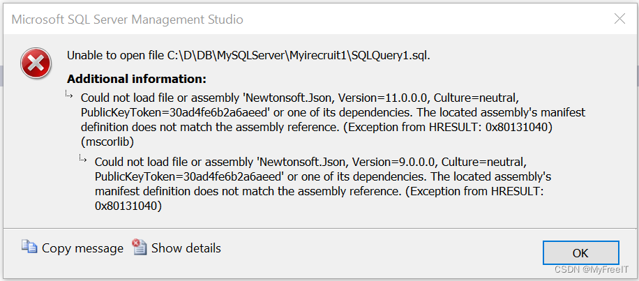 Microsoft SQL Server Management Studio - Unable to open file_unable to open file "up.sql-CSDN博客