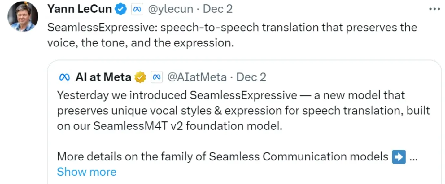 MetaAI语音翻译大模型Seamless登场，主打AI无缝同声传译_seamless: multilingual expressive and streaming sp-CSDN博客