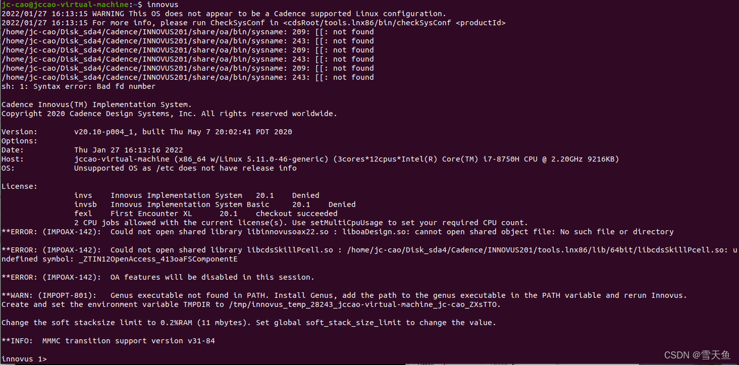 Cadence Innovus2020 在Ubuntu20.04上的安装教程【超详细】_innovus安装-CSDN博客