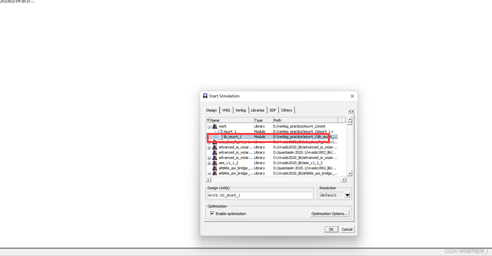 Modelsim的使用以及设计、激励文件testbench的说明_modelsim testbench-CSDN博客