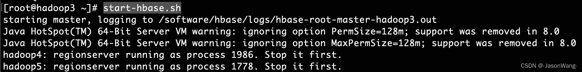 Java HotSpot(TM) 64-Bit Server VM warning: ignoring option PermSize=128m； support was removed in ...