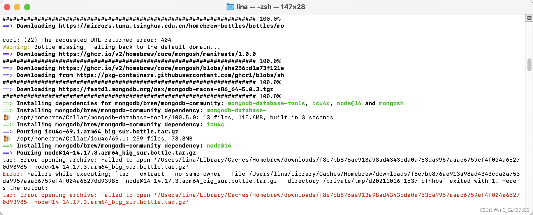 MAC通过brew安装MongoDB遇到的问题及解决+MAC配置问题_mongodb_Lydia.na-GitCode 开源社区