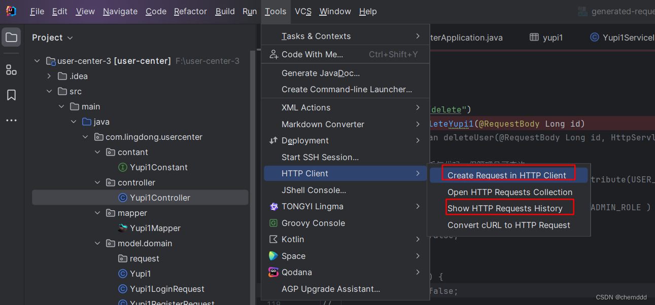 第三节课，功能2：开发后端用户的管理接口--http client -- debug测试-CSDN博客