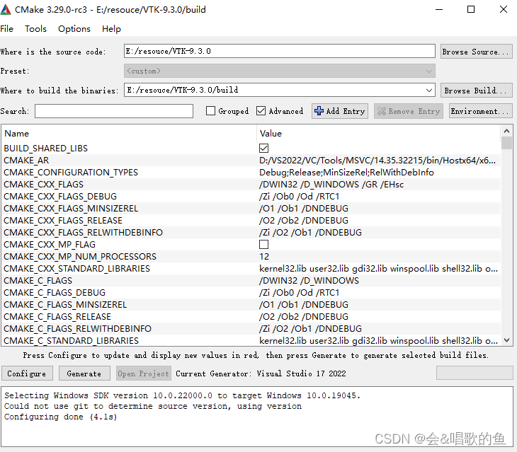 VTK的编译和部署，配合c++和visual studio2022，VTK开发环境的配置_vtk编译-CSDN博客