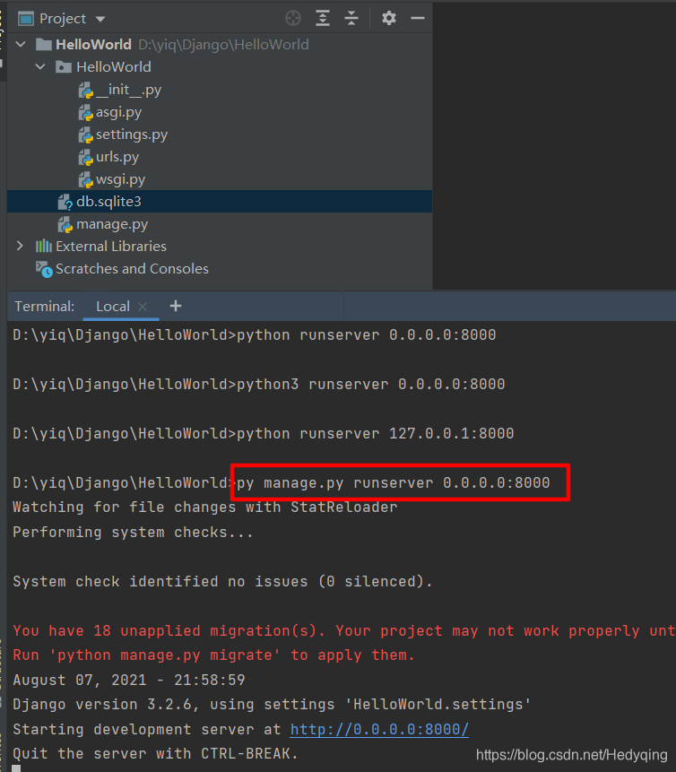 关于Django执行runserver没有反应的问题_django runserver没有任务提示-CSDN博客