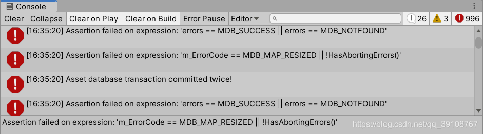 【问题记录】Unity莫名其妙的几百个报错，原来是许可证过期了_assertion failed on expression: 'res == eagain || -CSDN博客