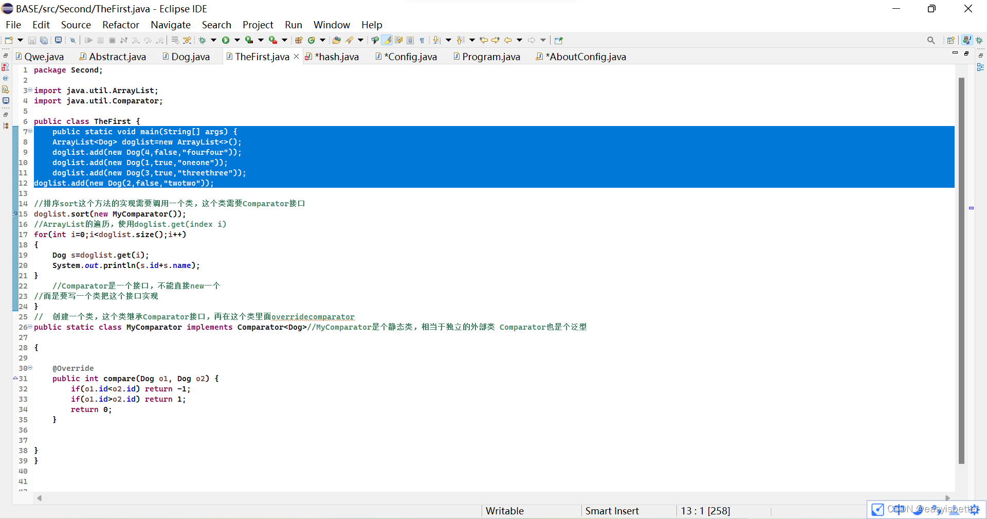 ArrayList排序，HashMap,泛型的获取和删除.get(index/key) .remove(index/key)。.size。遍历都是正序。两个都能多态。ArrayList从后往前 ...