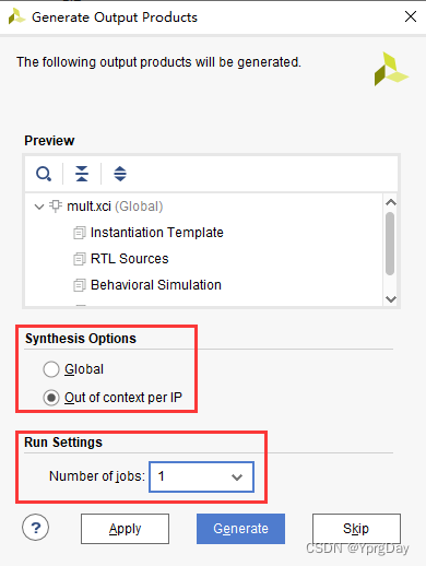Vivado IP中Generate Output Products界面的设置说明-CSDN博客